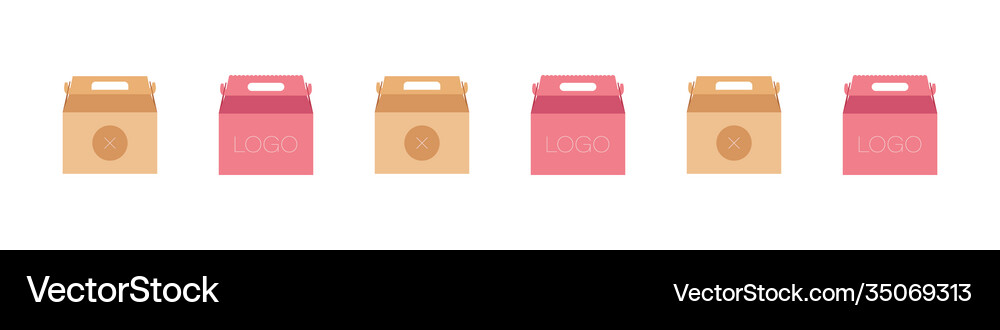 Carton box boxes for food cardboard Royalty Free Vector