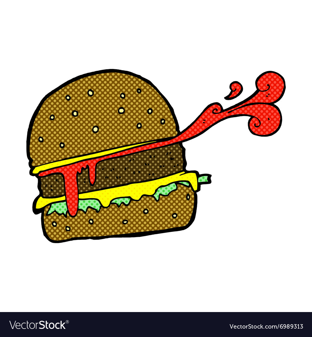 Comic cartoon burger Royalty Free Vector Image