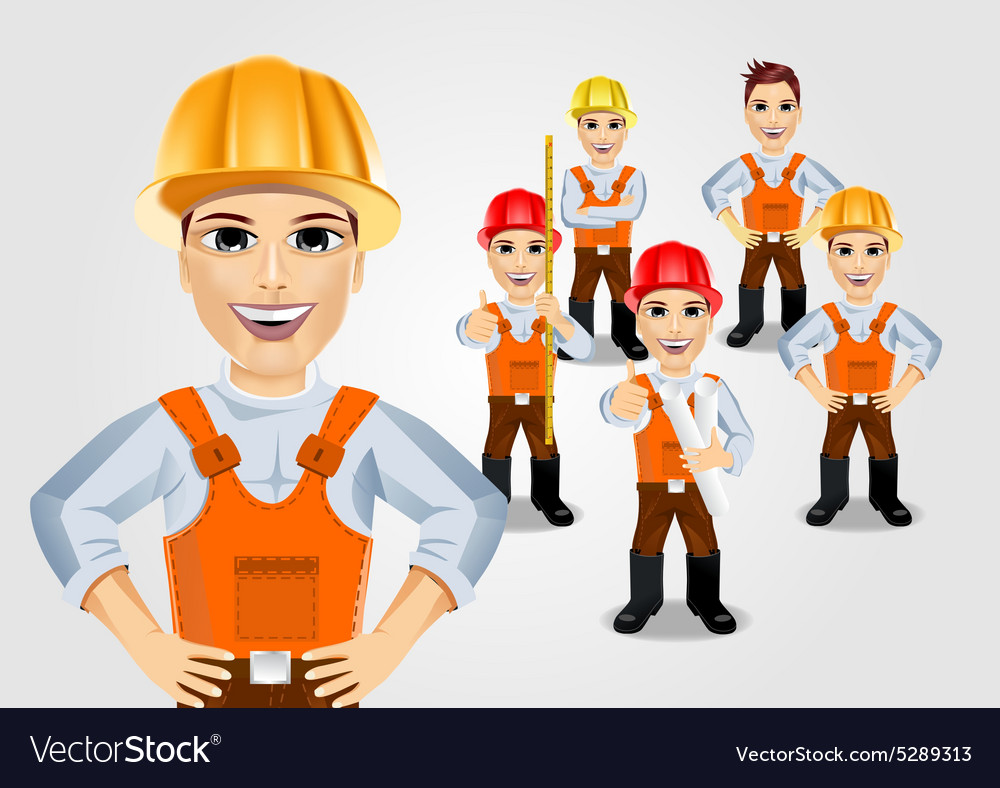 Construction engineer worker builder set Vector Image