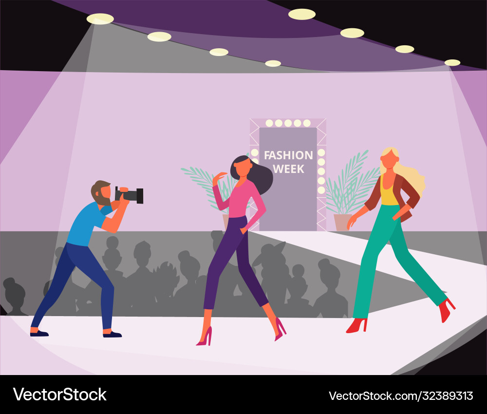 Fashion runway with models representing collection