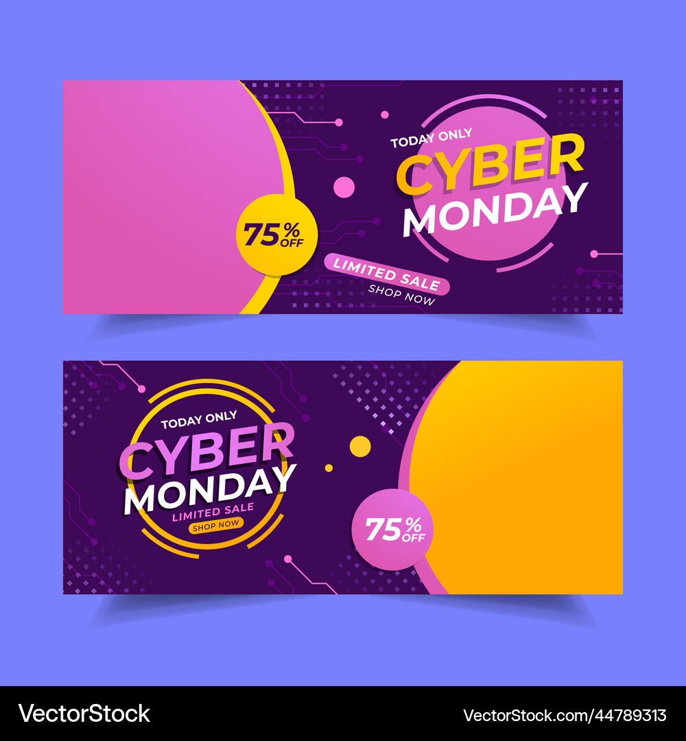 Flat cyber monday banners with photo design Vector Image