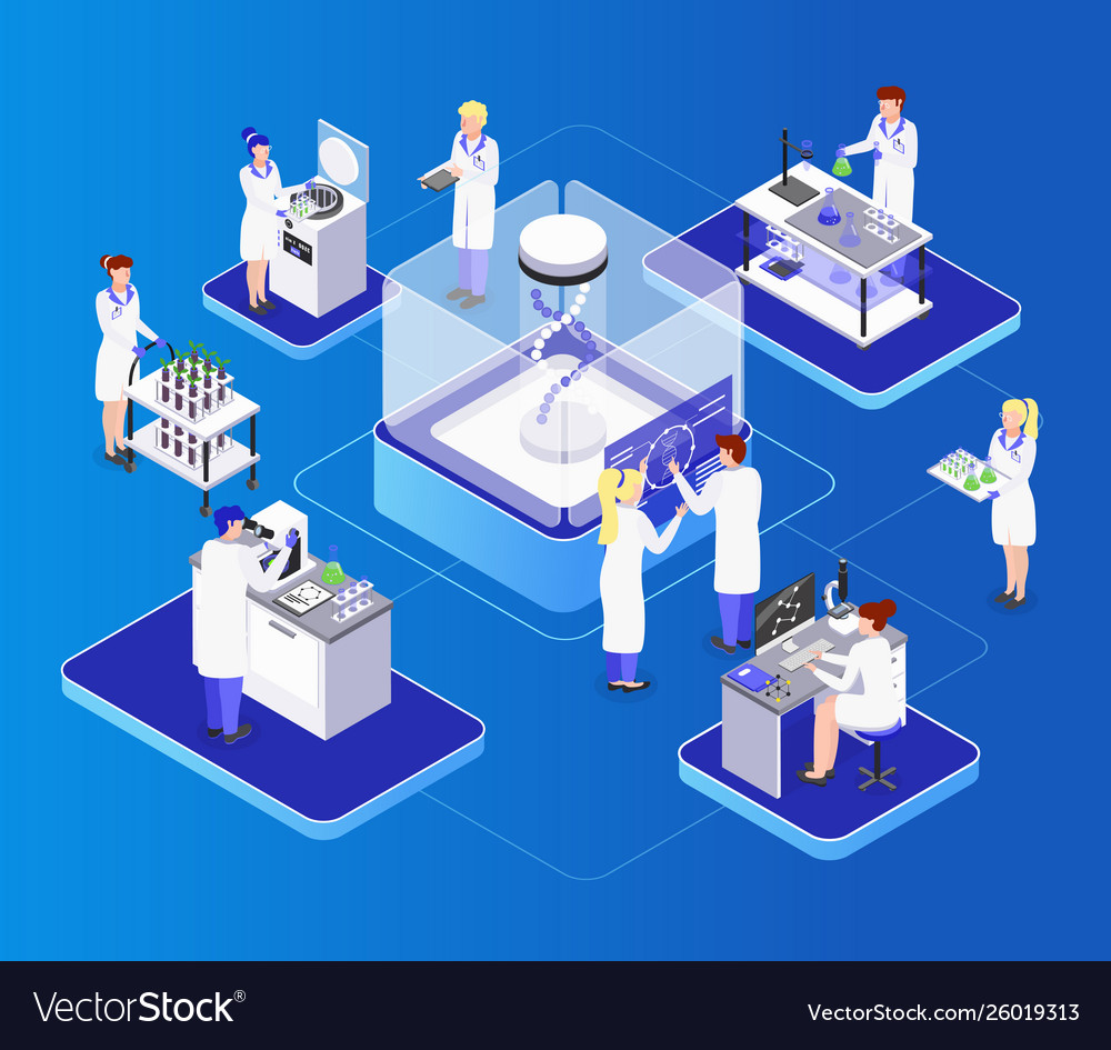 Gmo isometric composition Royalty Free Vector Image
