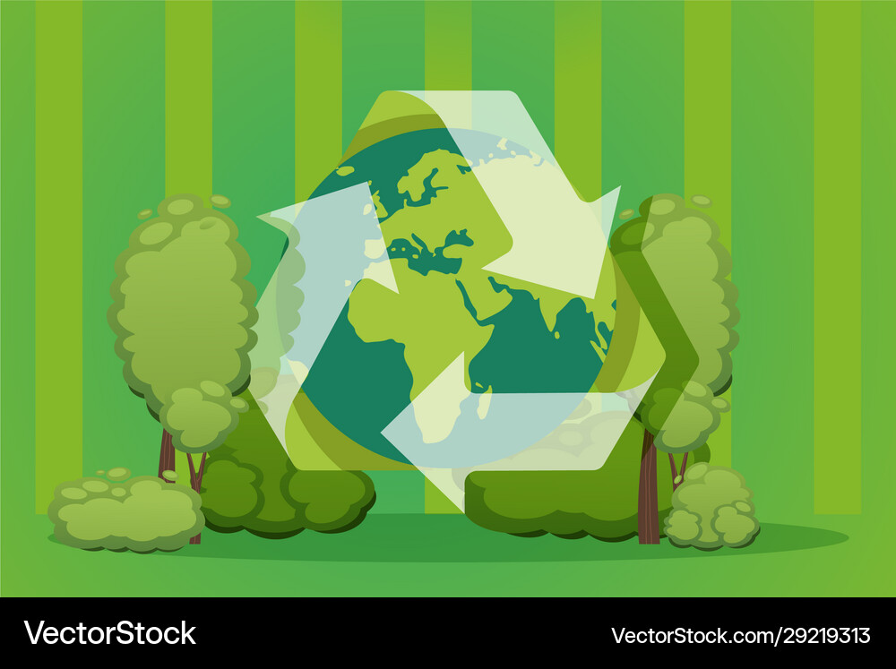 Green earth recycle sign planet environment Vector Image