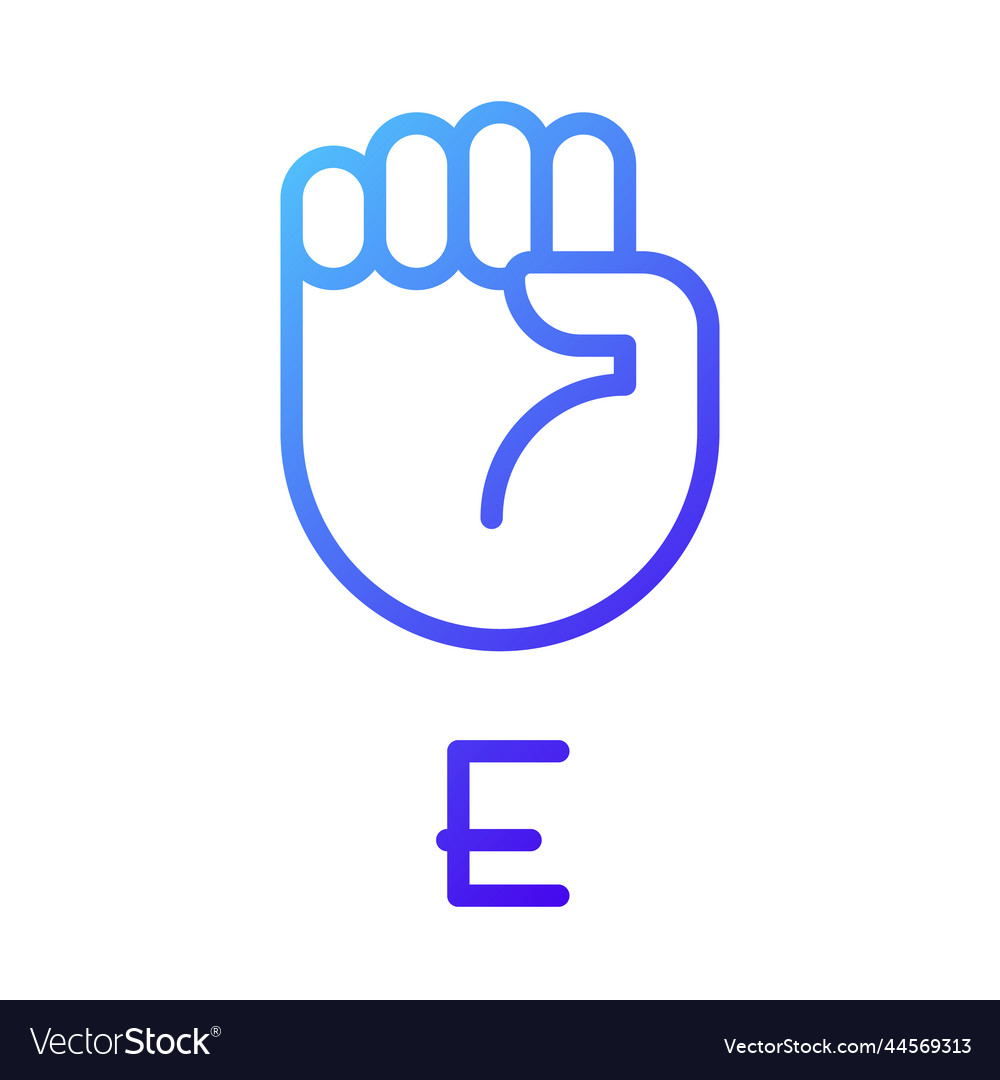 Letter e visualization in asl pixel perfect Vector Image