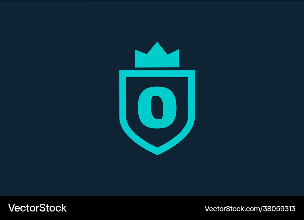 O blue shield alphabet icon logo for company Vector Image