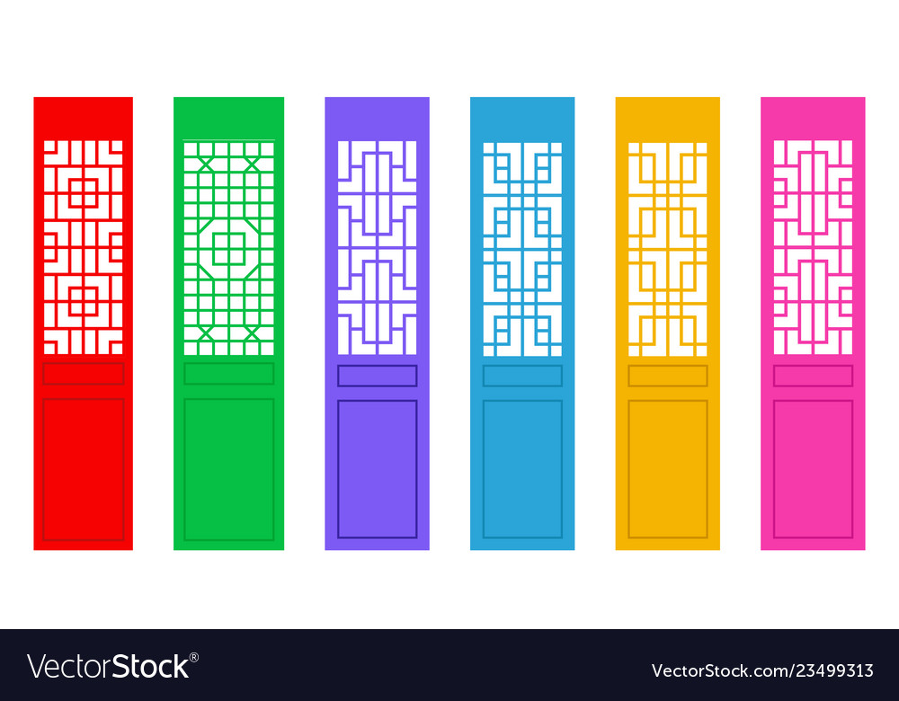 Rectangle chinese door with pattern Royalty Free Vector