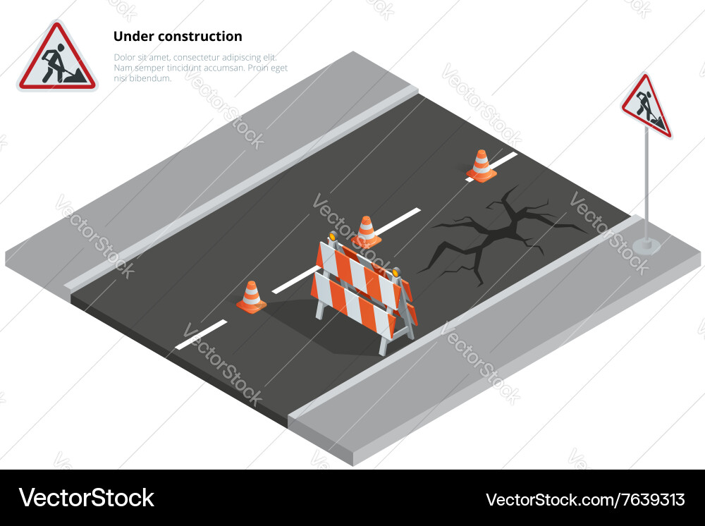 Road repair under construction sign repairs Vector Image