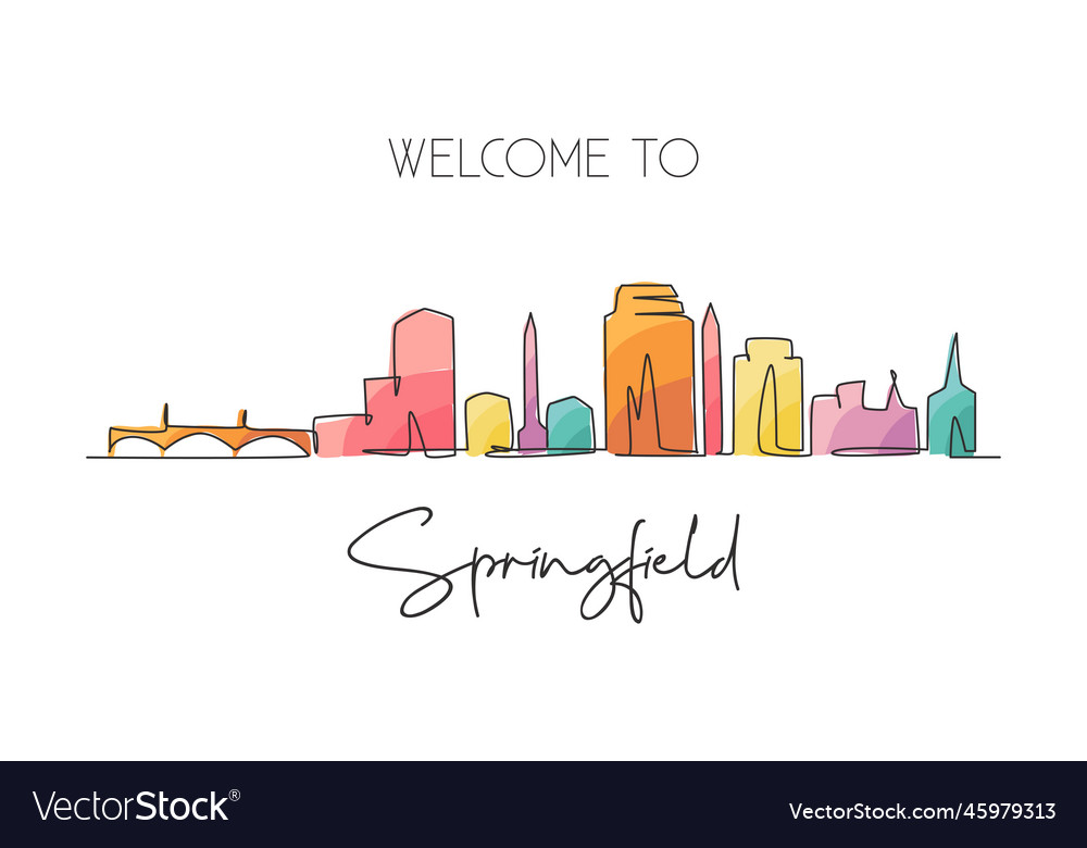 Single continuous line drawing springfield Vector Image