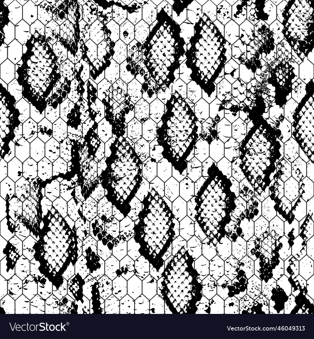 Snake skin scales texture seamless pattern black Vector Image