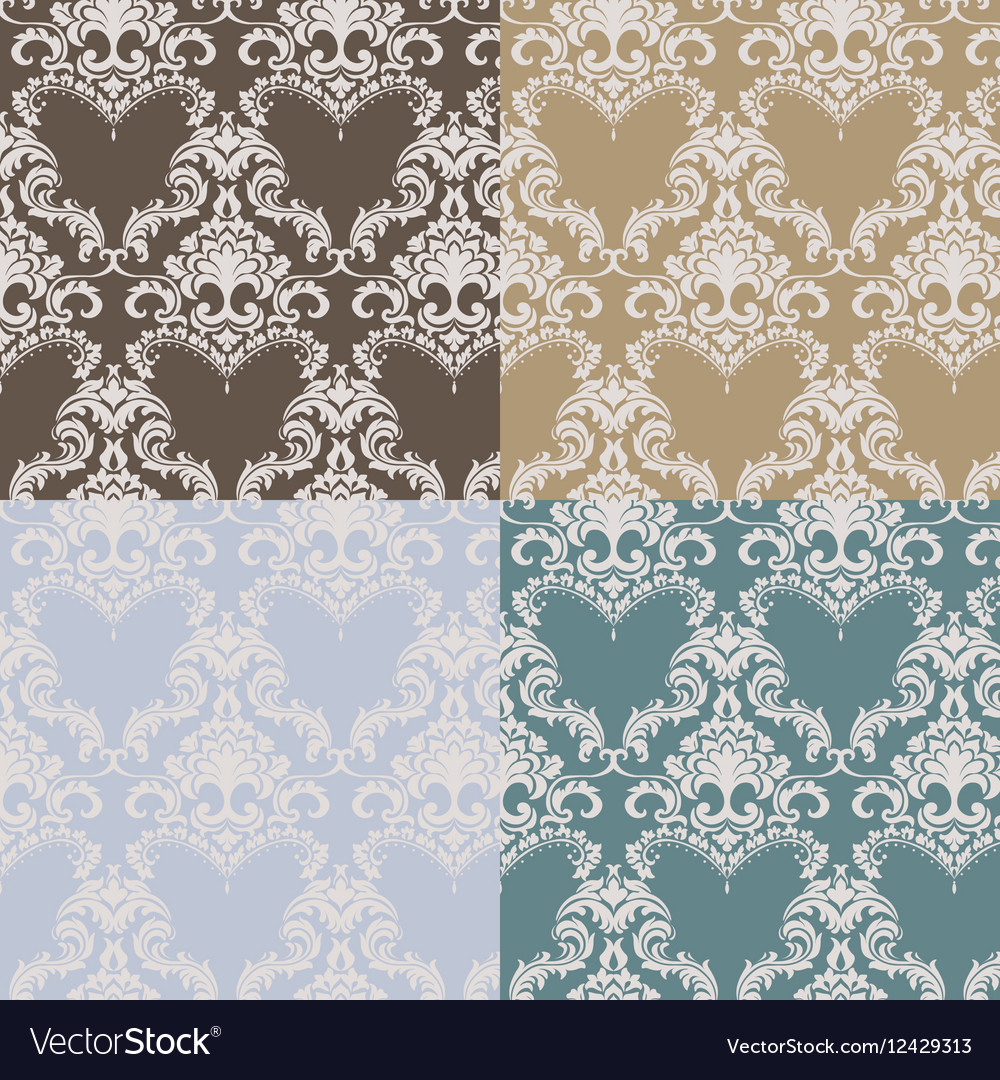 Vintage damask pattern set Royalty Free Vector Image