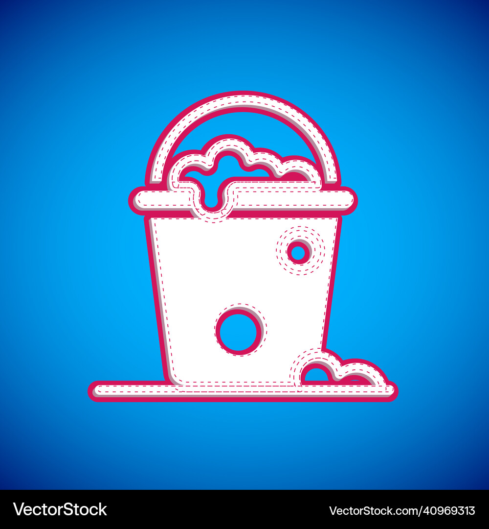White bucket with foam and bubbles icon isolated Vector Image
