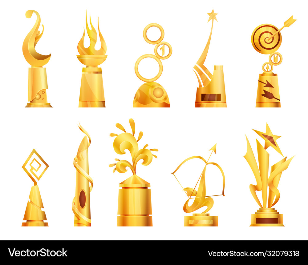 Awards and trophy cups triumph sport Royalty Free Vector