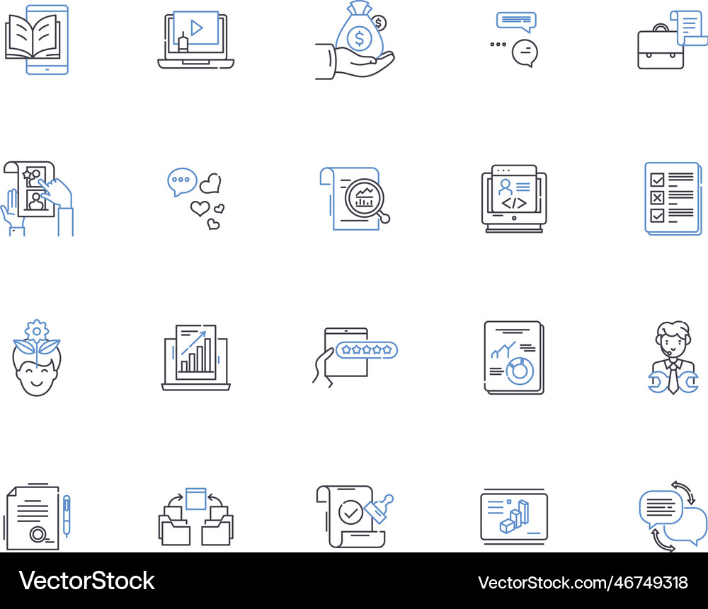 Blogging outline icons collection posts Royalty Free Vector