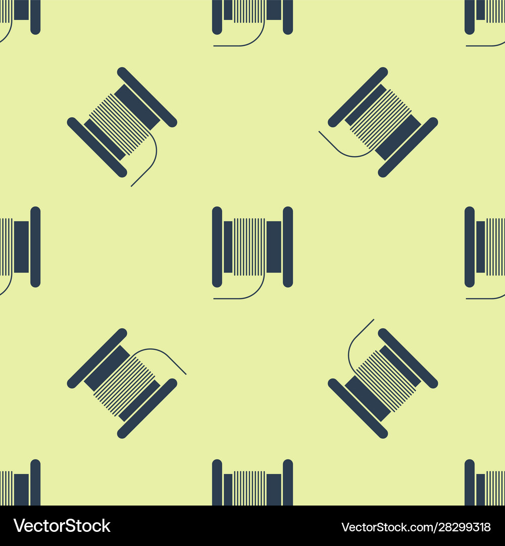 Blue wire electric cable on a reel or drum icon Vector Image