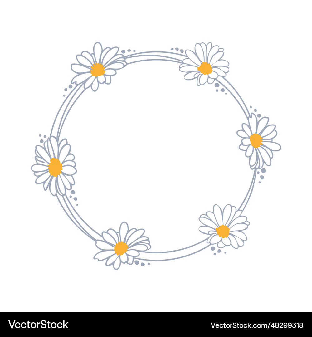 Daisy wreath for card or invitations hand drawn Vector Image