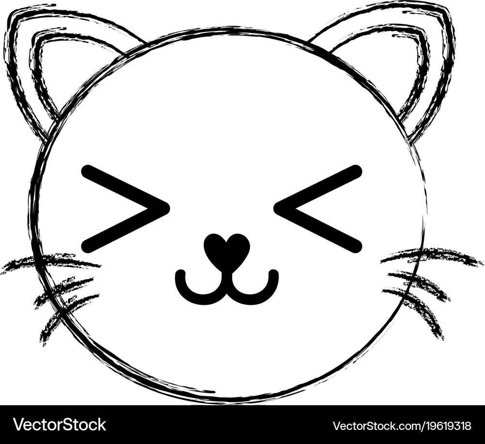 Figure smile cat head cute animal Royalty Free Vector Image