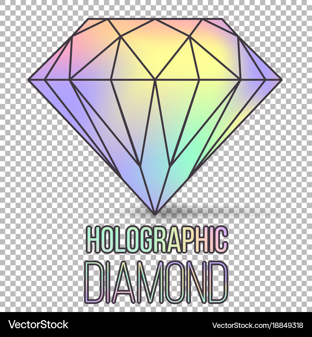 Holographic diamond stone isolated Royalty Free Vector Image
