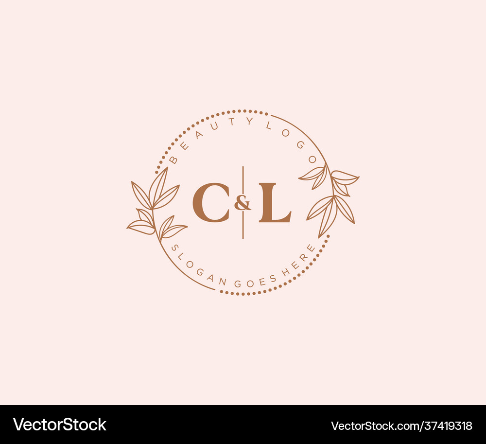 Initial cl letters beautiful floral feminine Vector Image