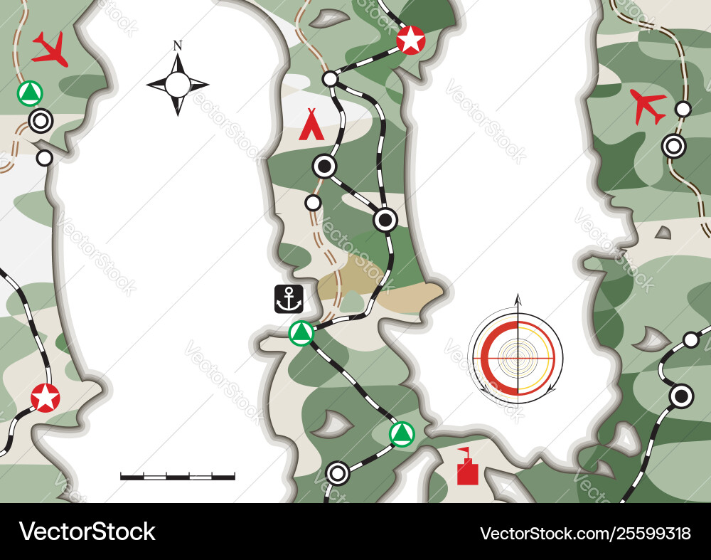 Military navigation map cartographic infographic Vector Image