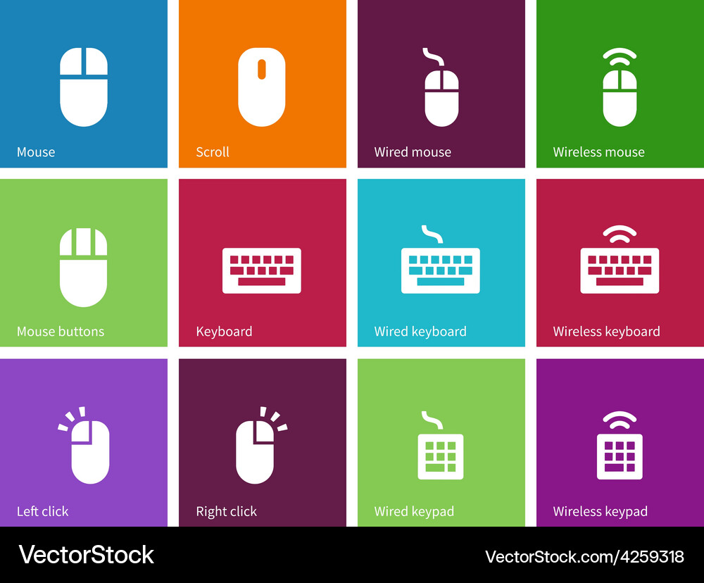 Mouse and num lock icons on color background Vector Image
