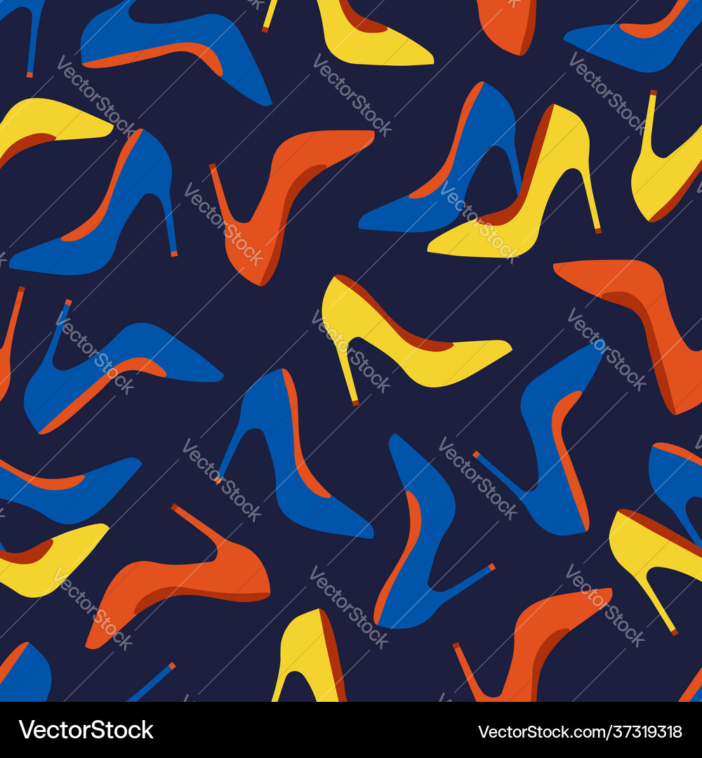 Seamless pattern with fashionable shoes handdrawn Vector Image