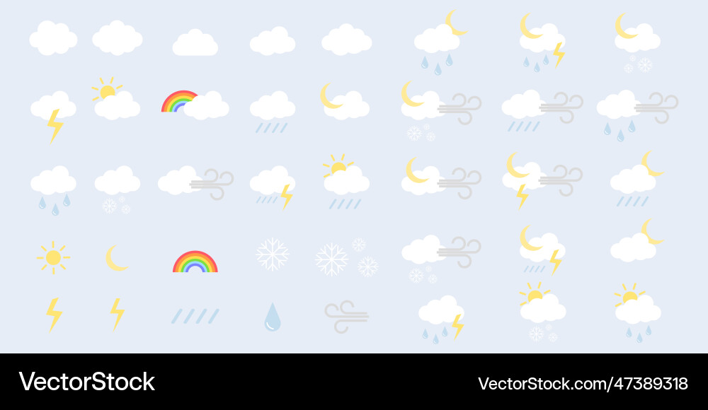 Weather web icons set in line style Royalty Free Vector
