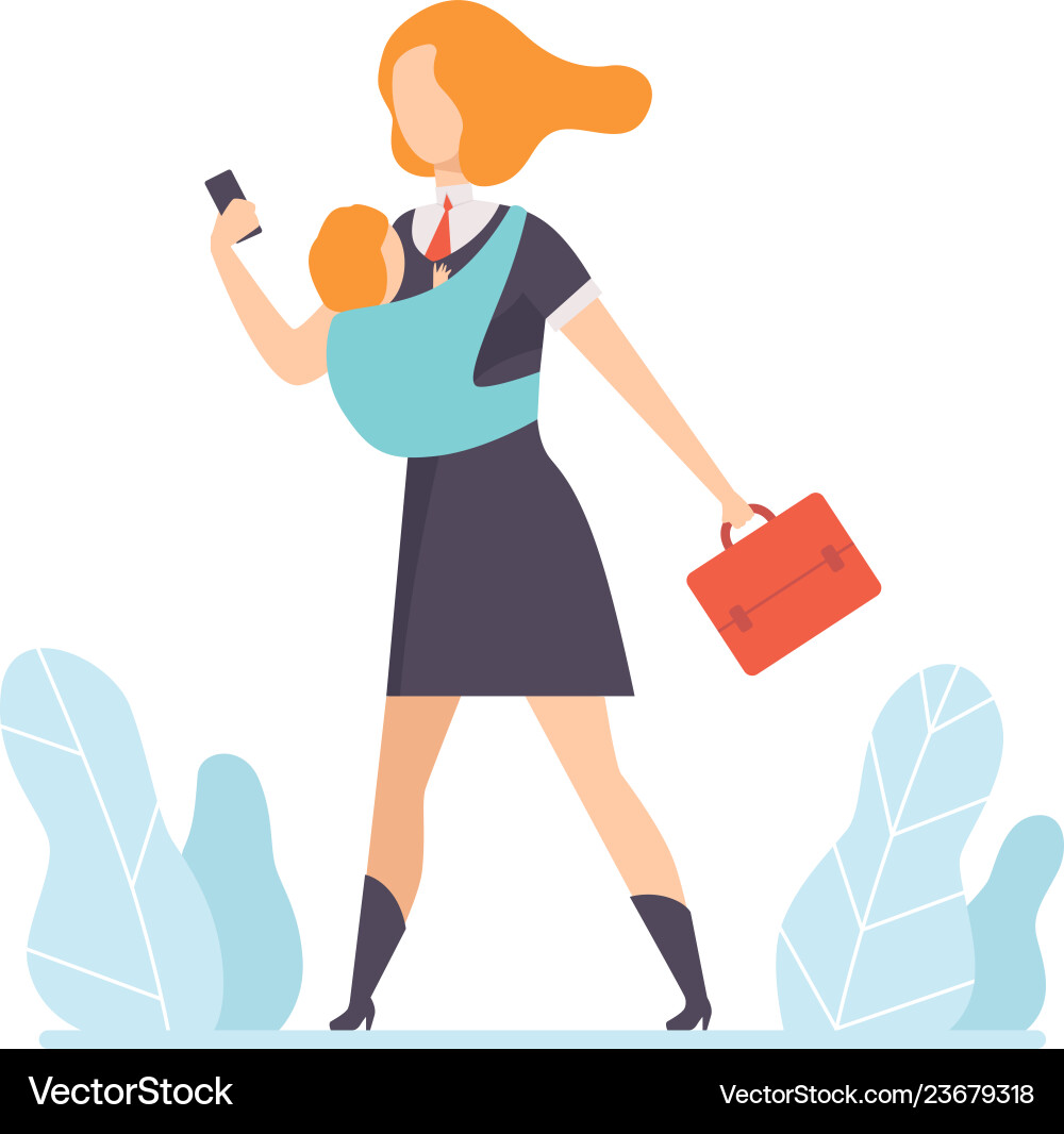 Young mom in business clothes going to work Vector Image