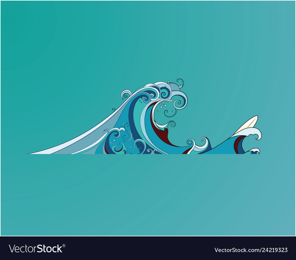 Big wave in ocean Royalty Free Vector Image - VectorStock