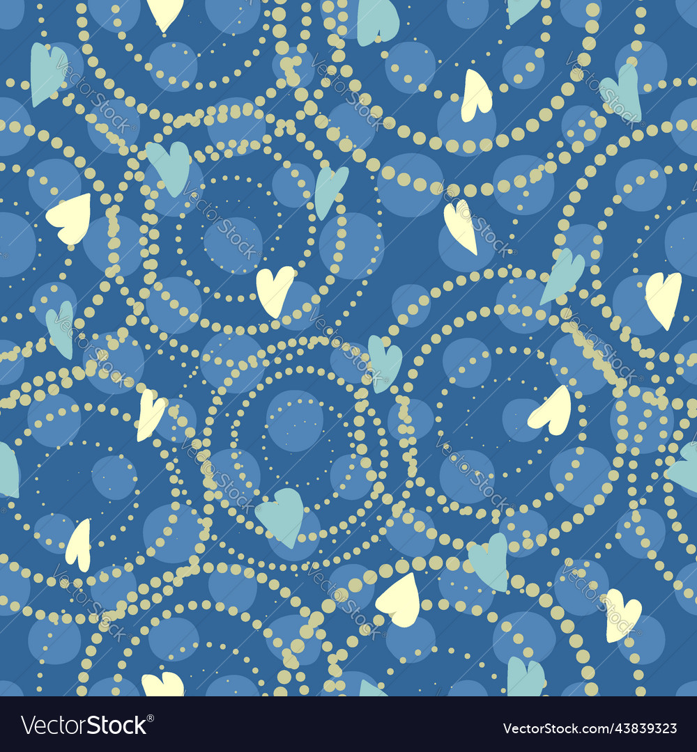 Blue yellow hand drawn polka dots Royalty Free Vector Image