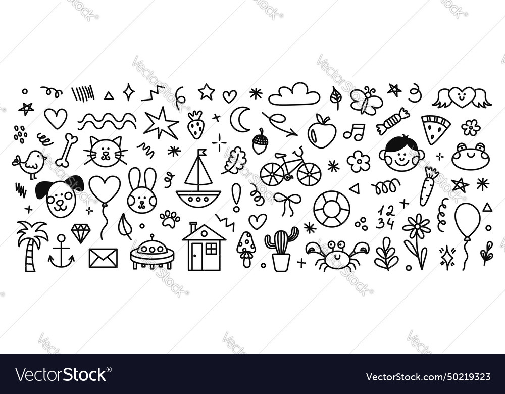 Cute hand drawn doodle set of simple kids Vector Image