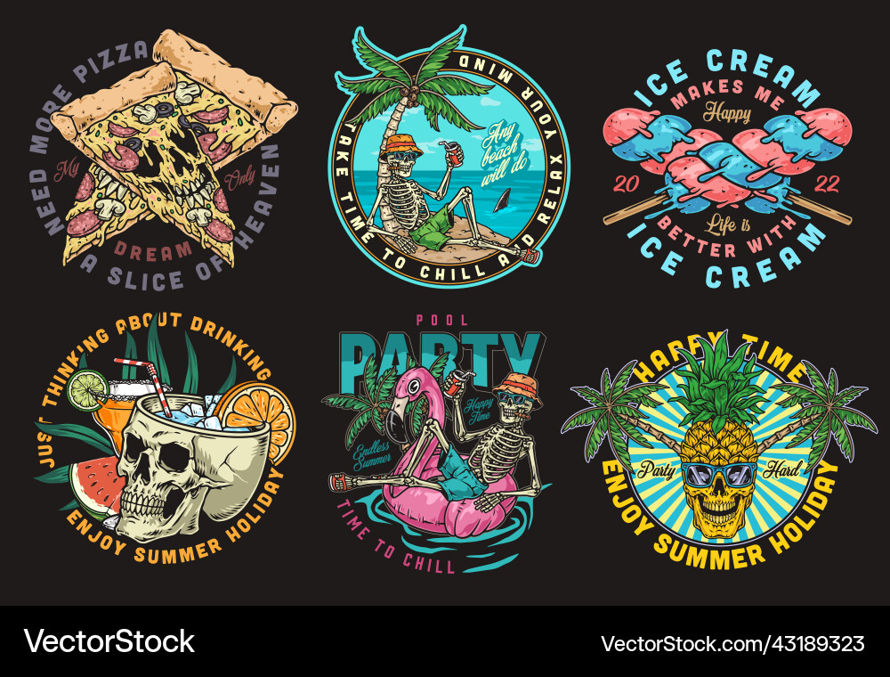 Exotic party set colorful posters Royalty Free Vector Image