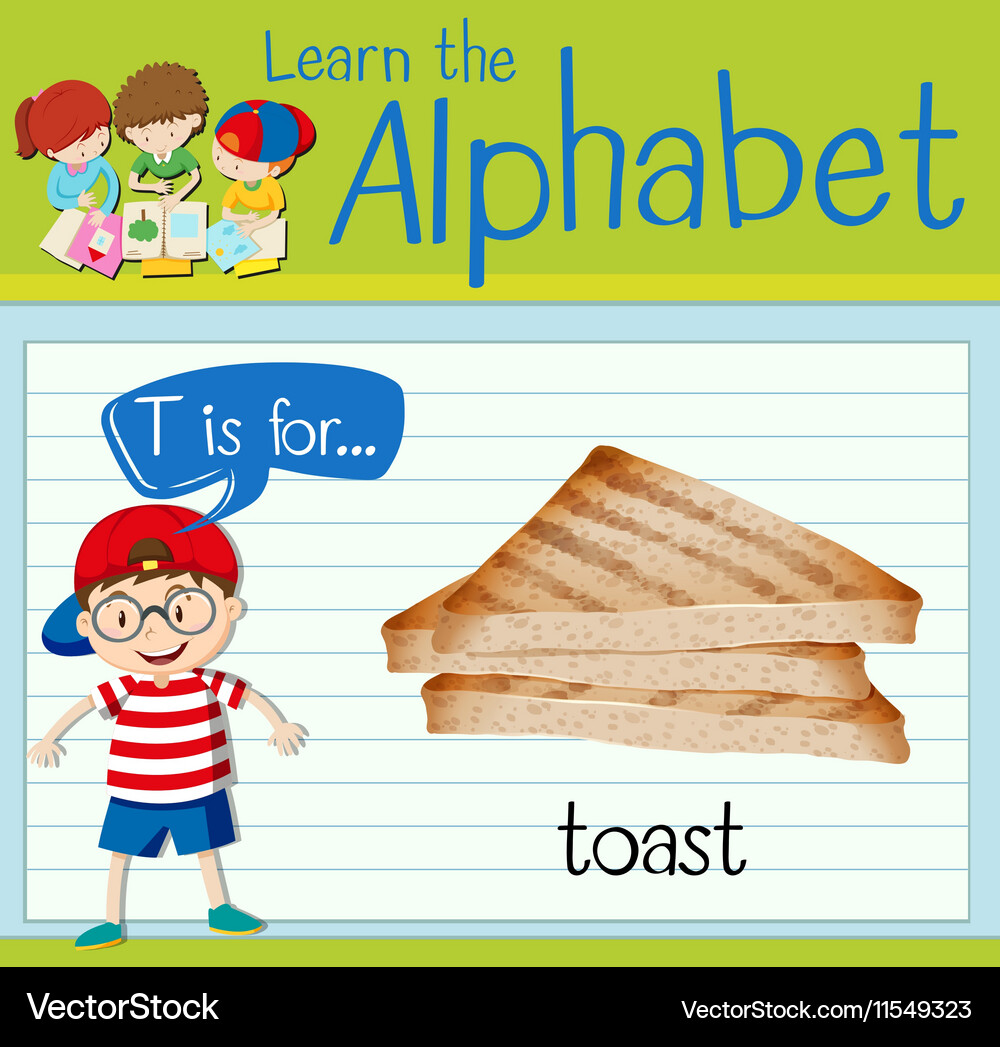 Flashcard alphabet t is for toast Royalty Free Vector Image