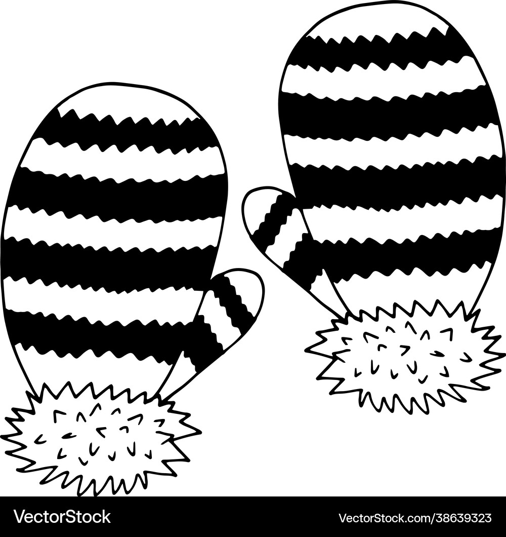 Mittens with stripes hand drawn doodle icon Vector Image