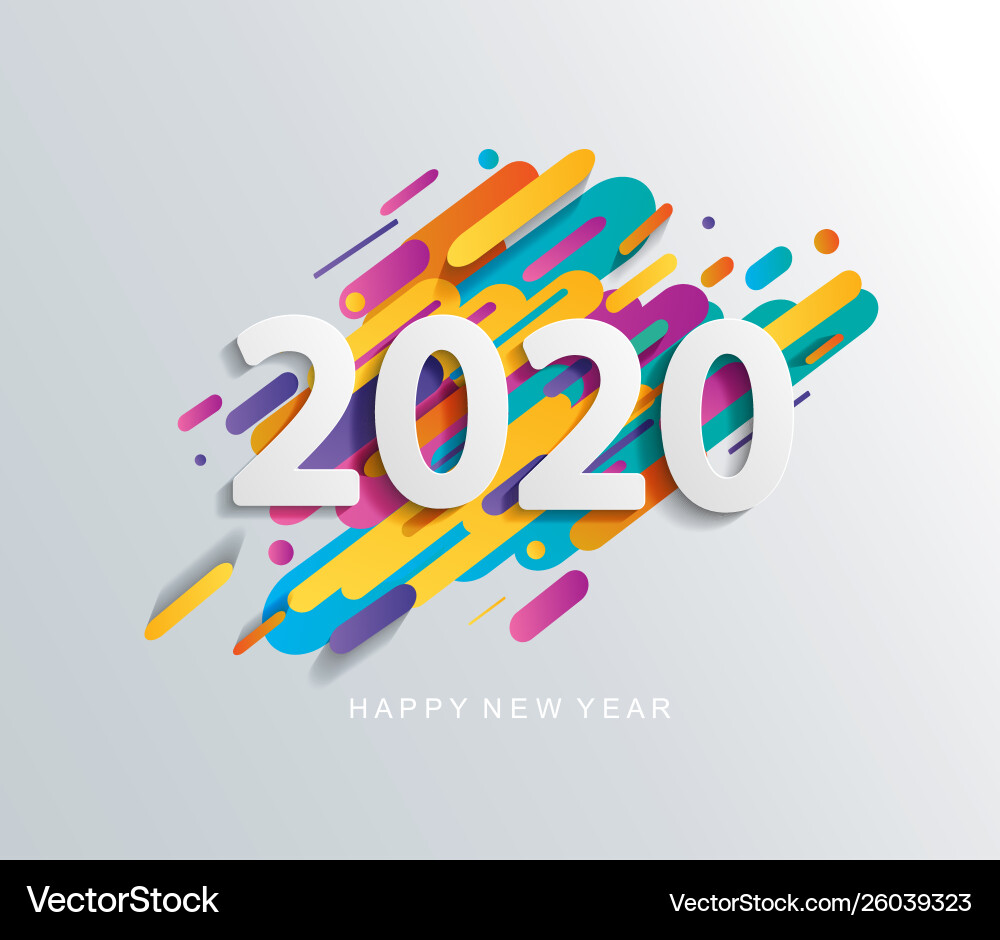 New year 2020 card on modern motion background Vector Image