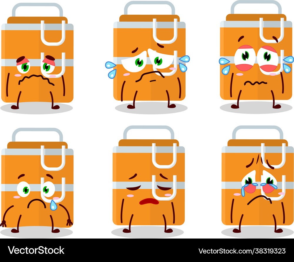 Orange lunch box cartoon character with sad Vector Image
