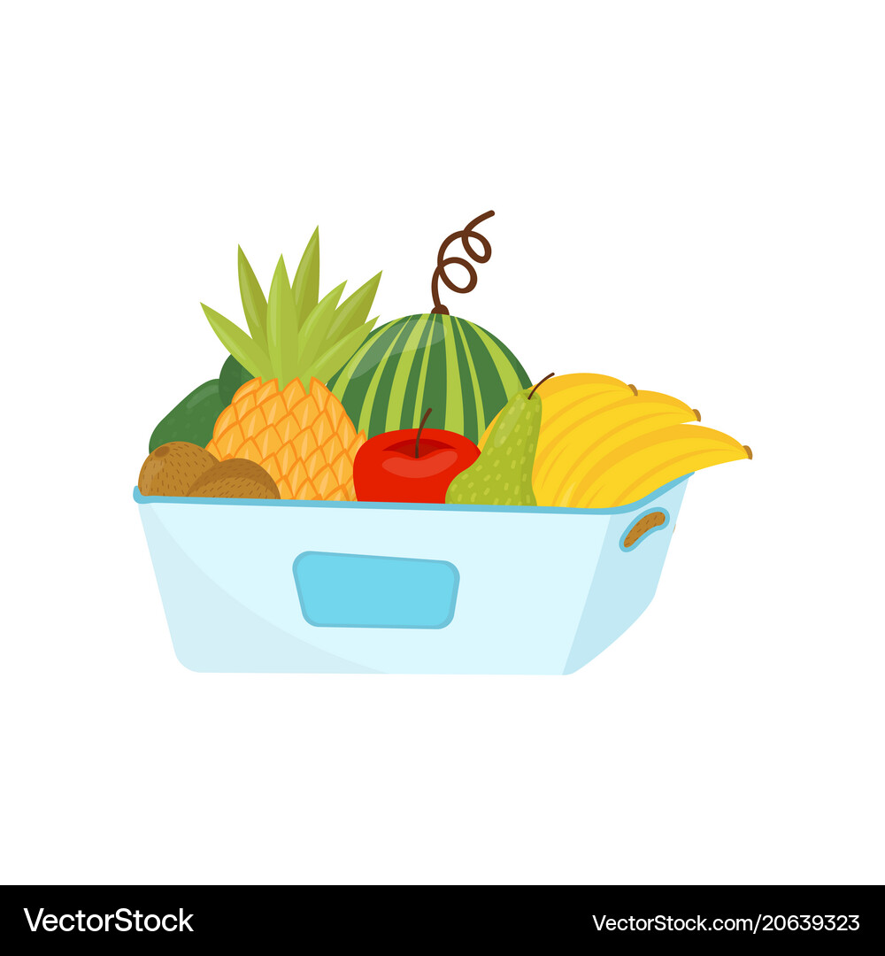 Plastic container full ripe fruits healthy Vector Image