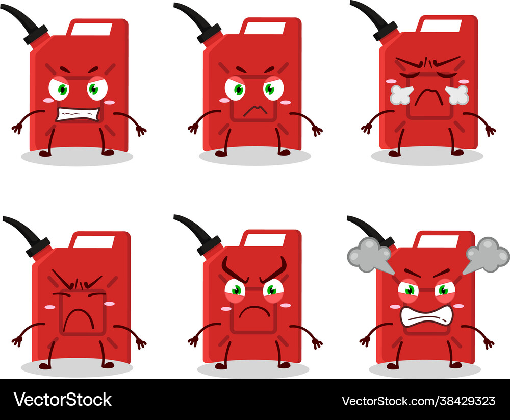 Red gas tank cartoon with various angry expression