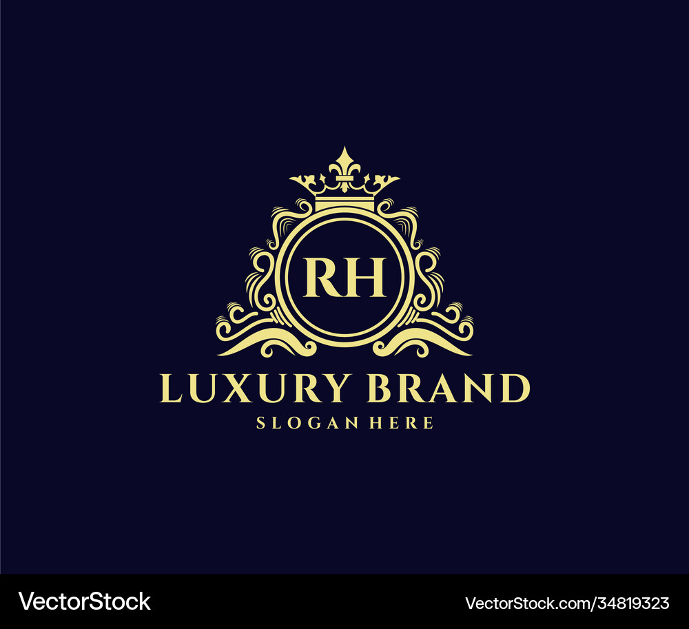 Rh initial letter gold calligraphic feminine Vector Image