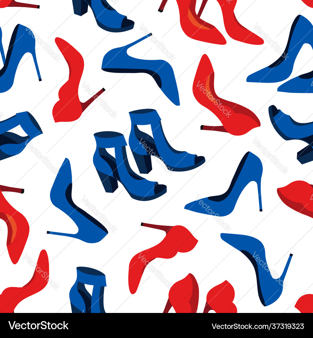 Seamless pattern with fashionable shoes handdrawn Vector Image