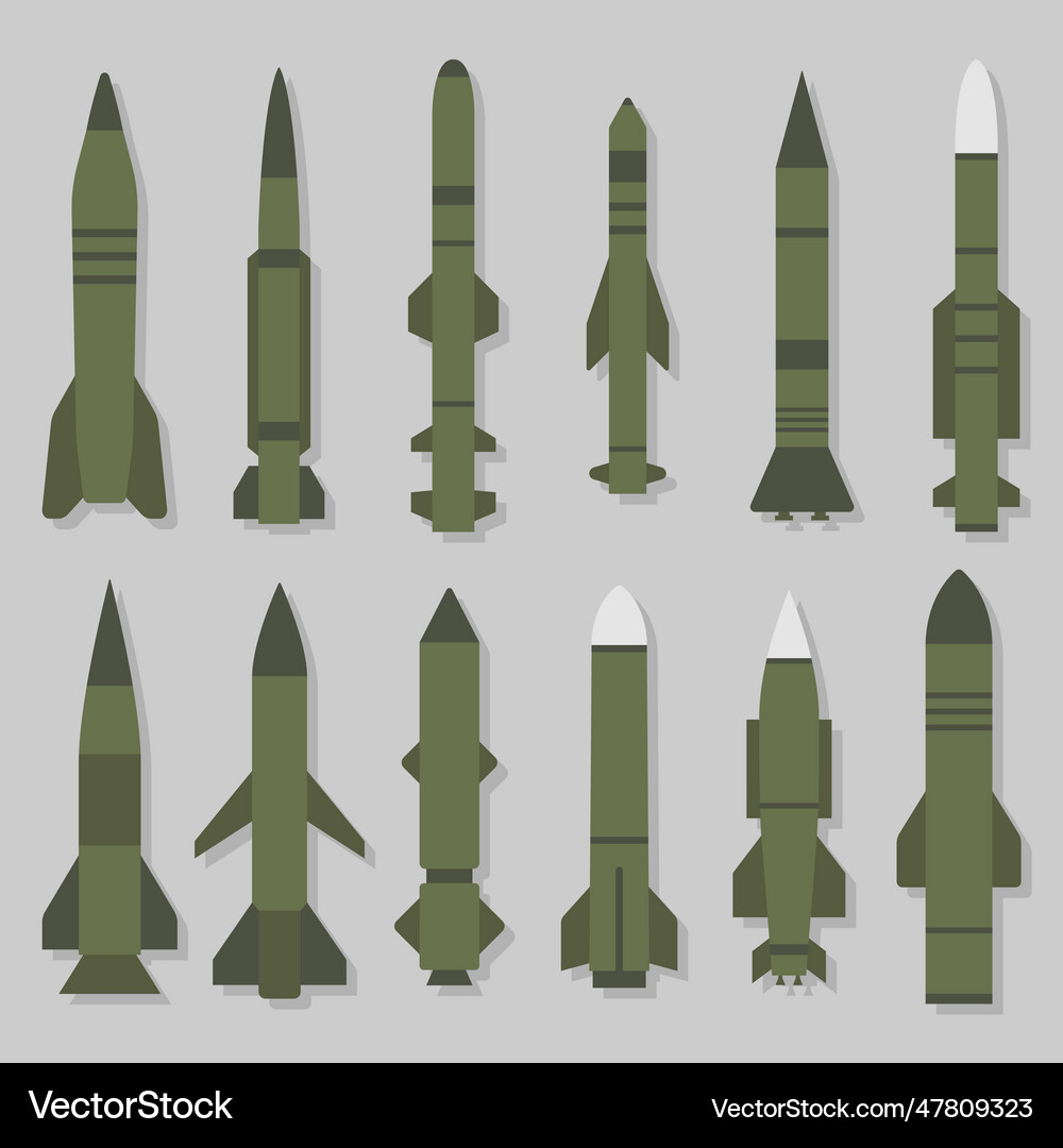 Space art rockets set isolated for icons web Vector Image
