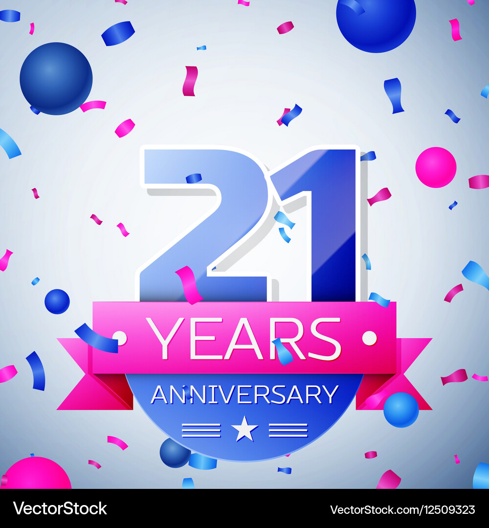 Twenty one years anniversary celebration on grey Vector Image