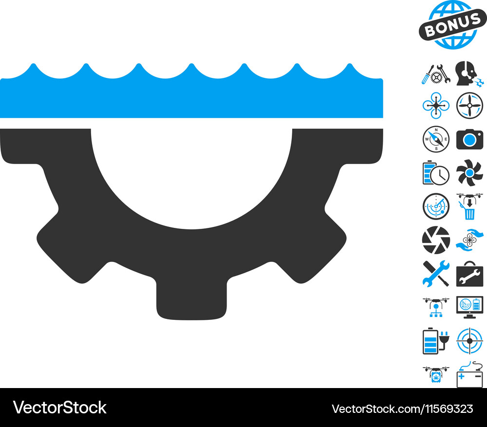 Water service gear icon with copter tools bonus Vector Image