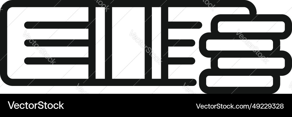 Cash stack money icon outline bank safe Royalty Free Vector