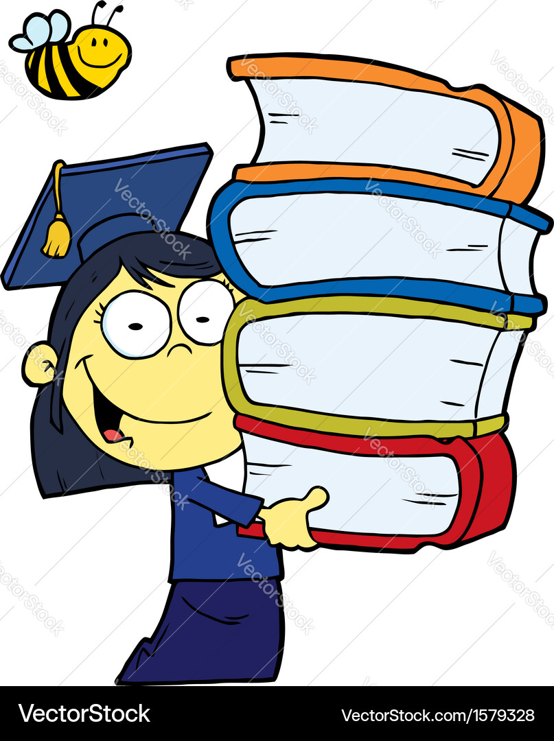 Child holding books cartoon Royalty Free Vector Image