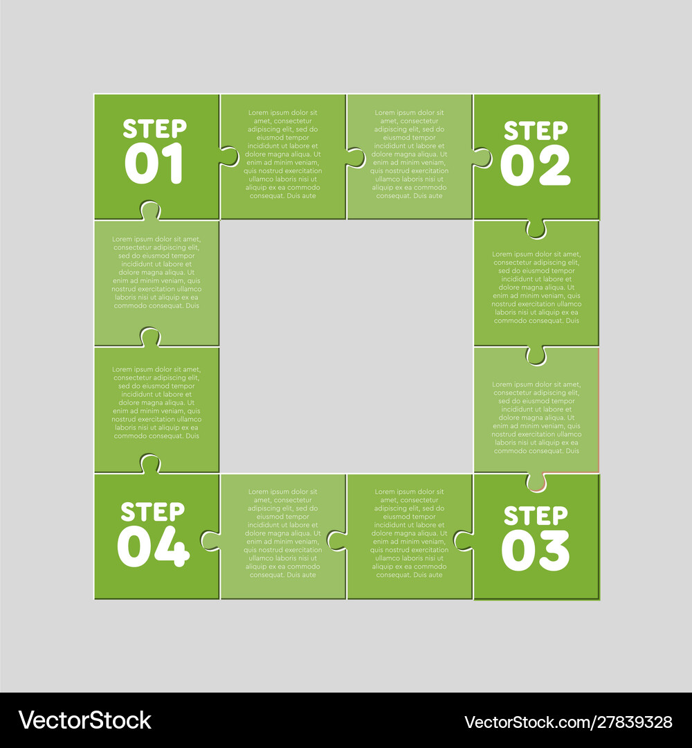 Four jigsaw puzzle square diagram info graphic Vector Image