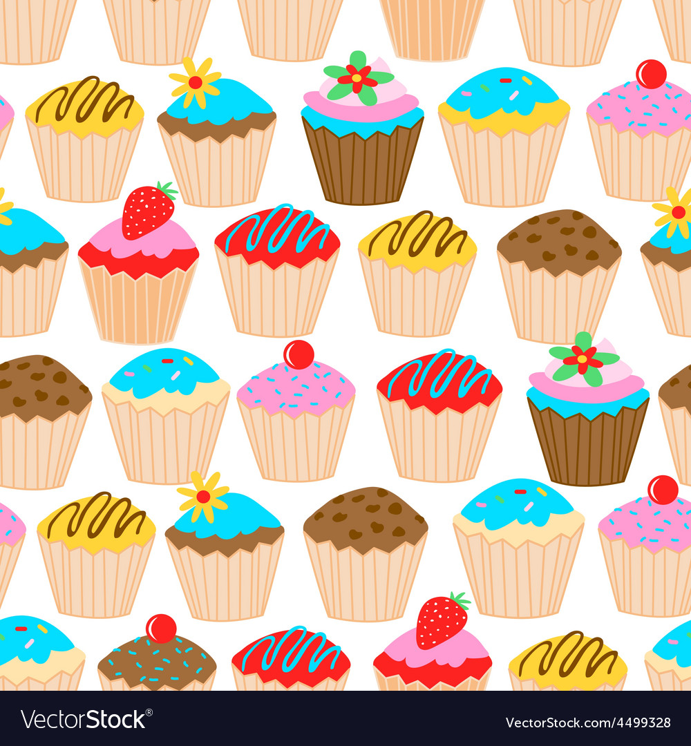 Little cupcakes seamless pattern Royalty Free Vector Image