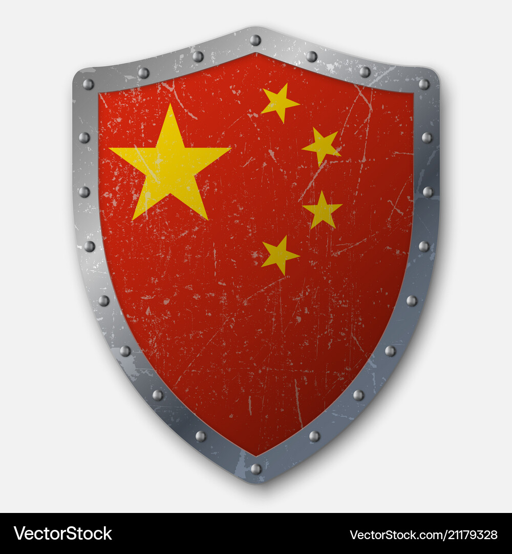 Old shield with flag of china Royalty Free Vector Image