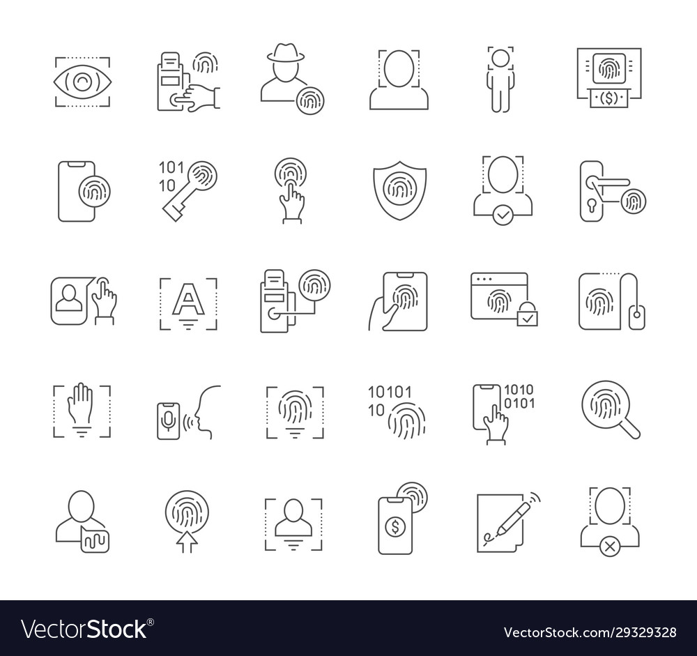 Set line icons biometrics Royalty Free Vector Image