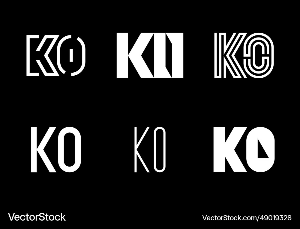 Set of letter ko logos Royalty Free Vector Image
