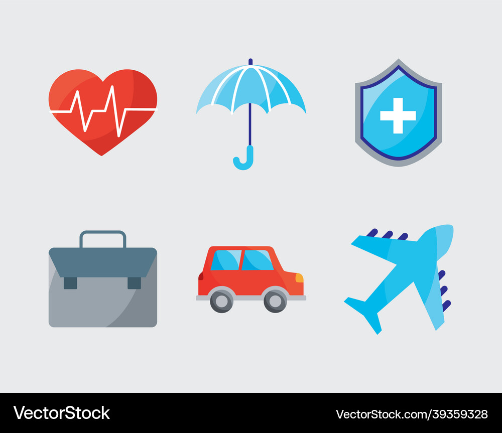 Six insurance service icons Royalty Free Vector Image